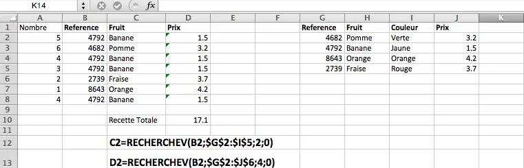 Comment utiliser la fonction Excel RECHERCHEV - Formule Excel