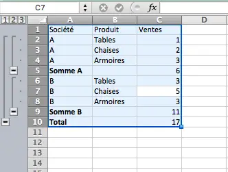 Comment faire des sous-totaux sur Excel - Formule Excel